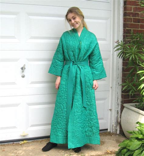 Vintage Quilted Silk Robe Emerald Green Robe Emerald Etsy Silk