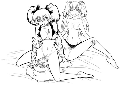rule 34 3girls ahoge bottomless bow breasts choker cunnilingus