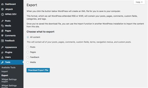 exporting and importing your site help wiki