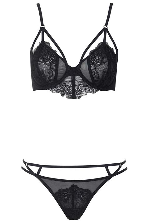 Mesh And Lace Underwire Bra And Mini Knickers Topshop Pretty