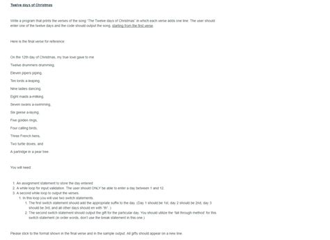 solved import java util scanner public class twelvedays