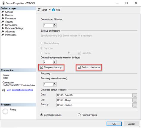 configuration of sql server instance sql player
