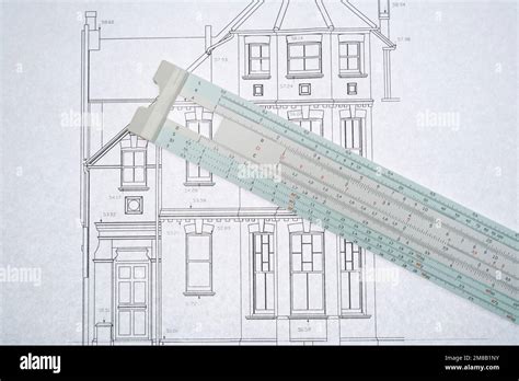 Architects Drawings With A Slide Ruler An Old Fashioned Way To Make