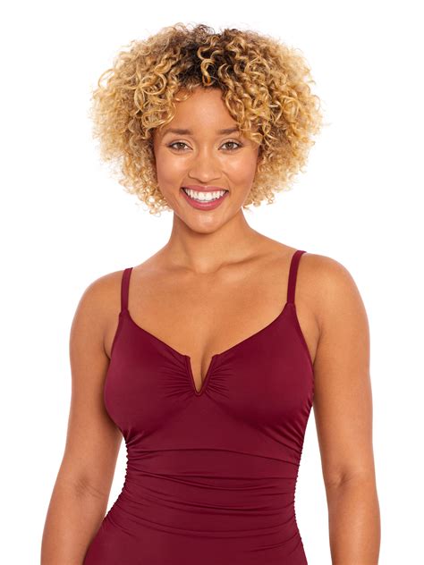 Time And Tru Womens And Plus V Wire One Piece Swimsuit Sizes Xs 3x