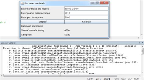 swing trying to display text input in a java a jframe window stack