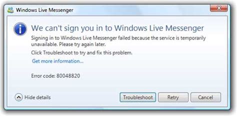 fixing msn messenger error 80048820 in windows windows exe errors