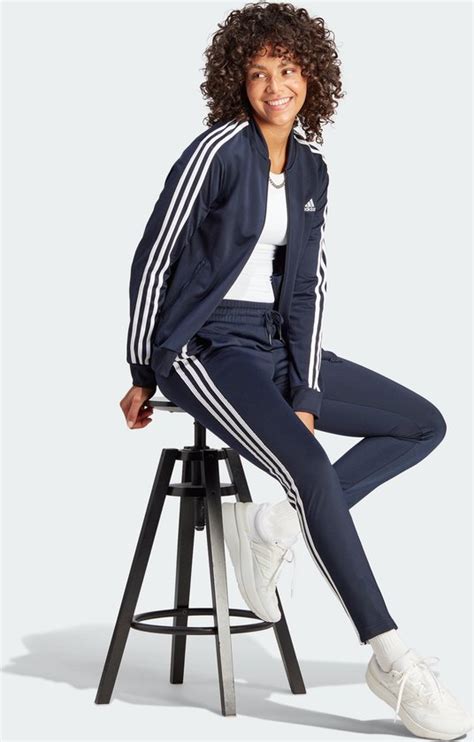 Adidas Sportswear Essentials 3 Stripes Trainingspak Dames Blauw