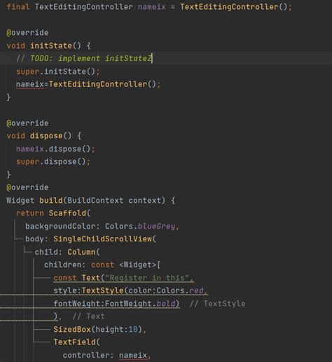 i am getting error in controller of textfield i am new to flutter