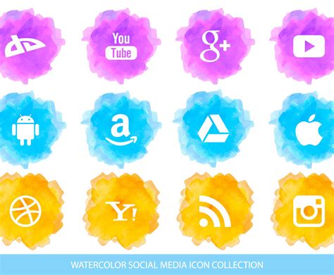 Social Media Watercolor Icons At Getdrawings Free Download