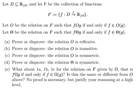 Solved Let D⊆r≥0 And Let F Be The Collection Of Functions