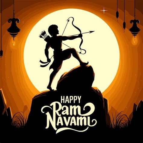 Premium Vector Happy Ram Navami Festival Of India Lord Rama With Bow