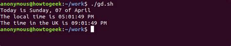how to display the date and time in the linux terminal and use it in