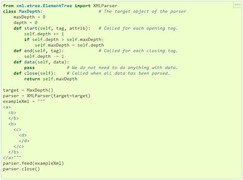 python get maximal level of embedding of element in