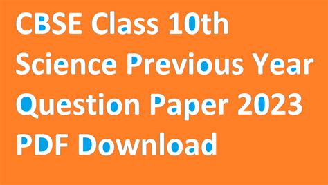 [pdf] Cbse Class 10 Science Previous Year Question Papers With