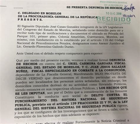 Denuncia Legislador Ante Pgr A Los Fiscales General Y Anticorrupción