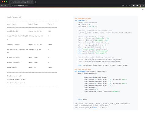 displaying keras model summary table in streamlit app 🎈 using