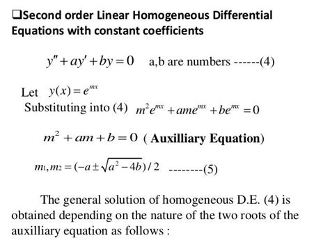 Second Order Homogeneous Linear Differential Equations