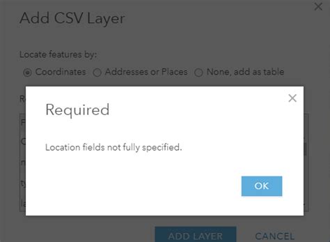 unable to add csv files as a hosted feature layer in arcgis online