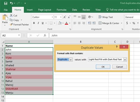 how to find duplicate values in excel find and search