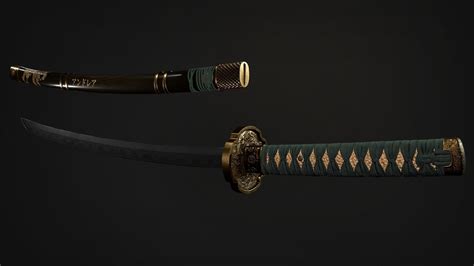 3d Model Samurai Katana Vr Ar Low Poly Rigged Cgtrader