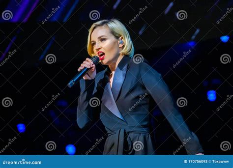 Famous Russian Singer Polina Gagarina Sings In Front Of Participants In