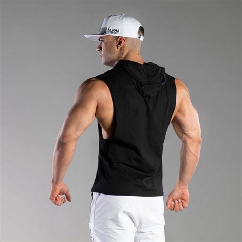 Black Alpha Mens Sleeveless Hoodie Alpha Territory®