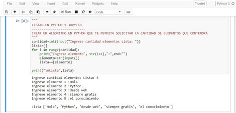 listas y sub listas python y jupyter ¿matrices en python