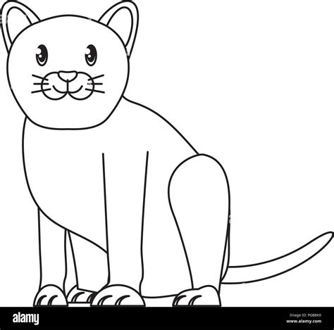Cute Cat Icon Over White Background Vector Illustration Stock Vector