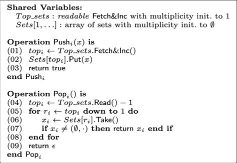 set seq stack a set linearizable wait free stack with multiplicity