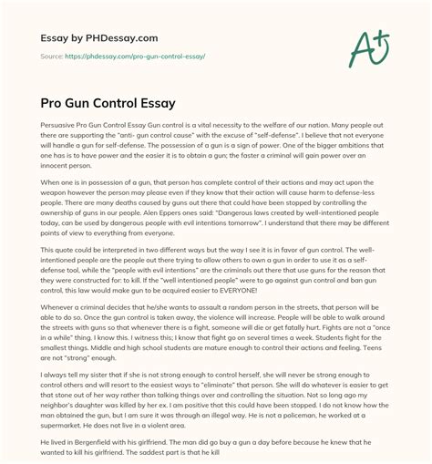 Pro Gun Control Essay