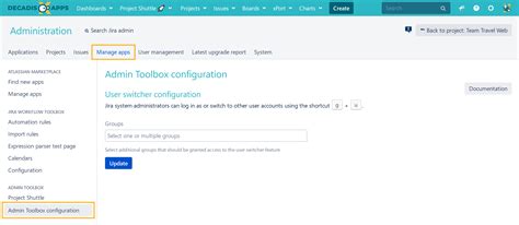 user switcher log in as a different user admin toolbox for jira