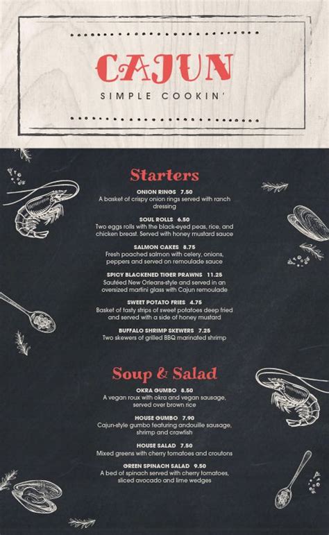 cajun food menu design template by musthavemenus