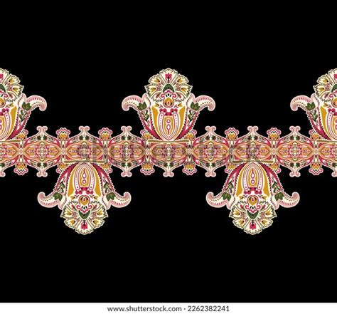 Traditional Asian Paisley Border Design Stock Illustration 2262382241