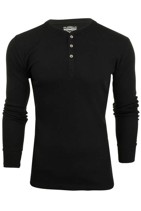 Levis Mens Grandad 300ls Henley Rib Long Sleeved T Shirt Main Image
