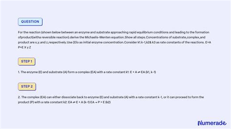 Solved For The Reaction Shown Below Between An Enzyme And Substrate
