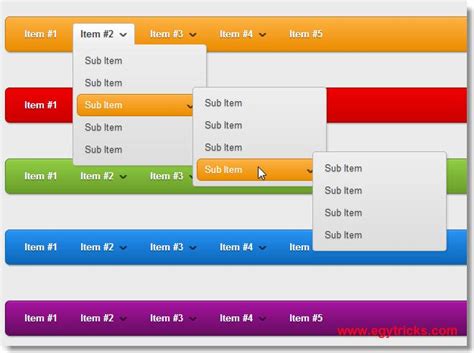 multi drop down css menu for blog and html sites egytricks