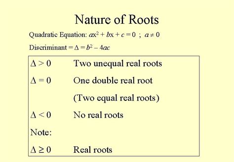 Nature Of Roots Quadratic Equation Calculator Tessshebaylo