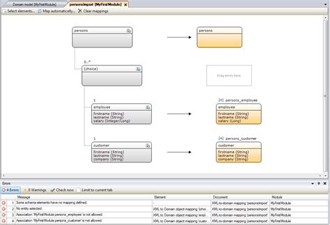 xml choice elements and xml to domain mappings mendix