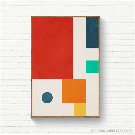 Colorful Mid Century Modern Geometric Abstract Wall Art Geometric