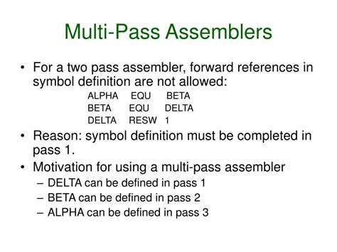 ppt assembler design options one pass and multi pass assemblers