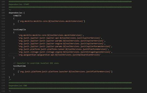 build gradle specifying multiple dependencies in gradle file stack