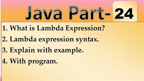 what is lambda expression in java with syntax part 24 coding