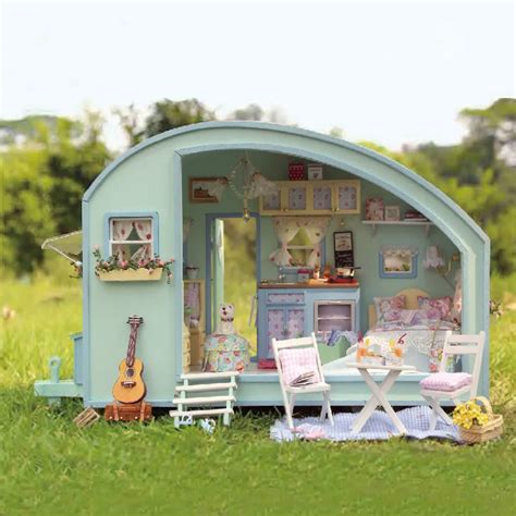 Cuteroom Diy Wooden Dollhouse Miniature Kit Doll House Led Music Voice