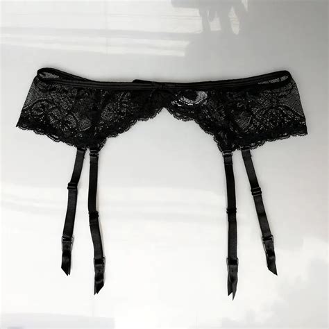 Women Garters Black Tassel Lace Metal Buckles Sexy Garter Belts For