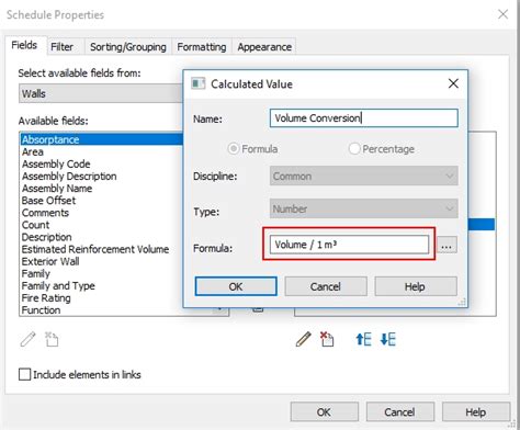 advanced revit schedules calculated fields and conditional formats