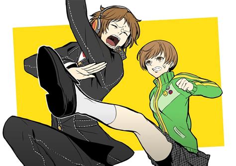 Satonaka Chie And Hanamura Yousuke Persona And 1 More Drawn By