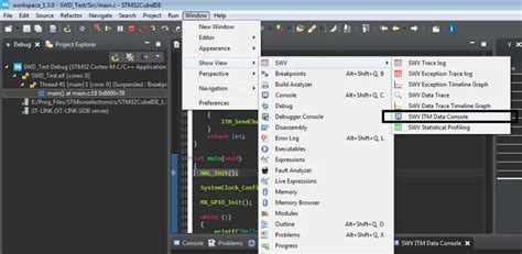 stm32 debugging with st link v2 swd serial wire viewer deepblue