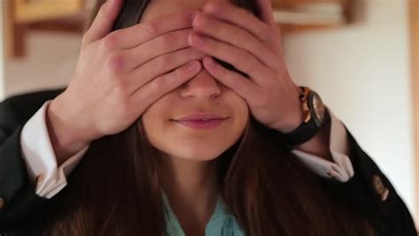 Surprise With Closed Eyes Romantic Man Gave His Girlfriend A Surprise