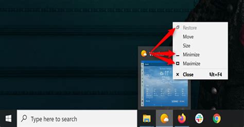 steps to minimize the screen in windows 10