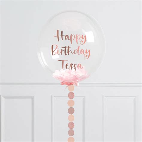 Personalised Rose Gold Circle Confetti Bubble Helium Balloon Getting